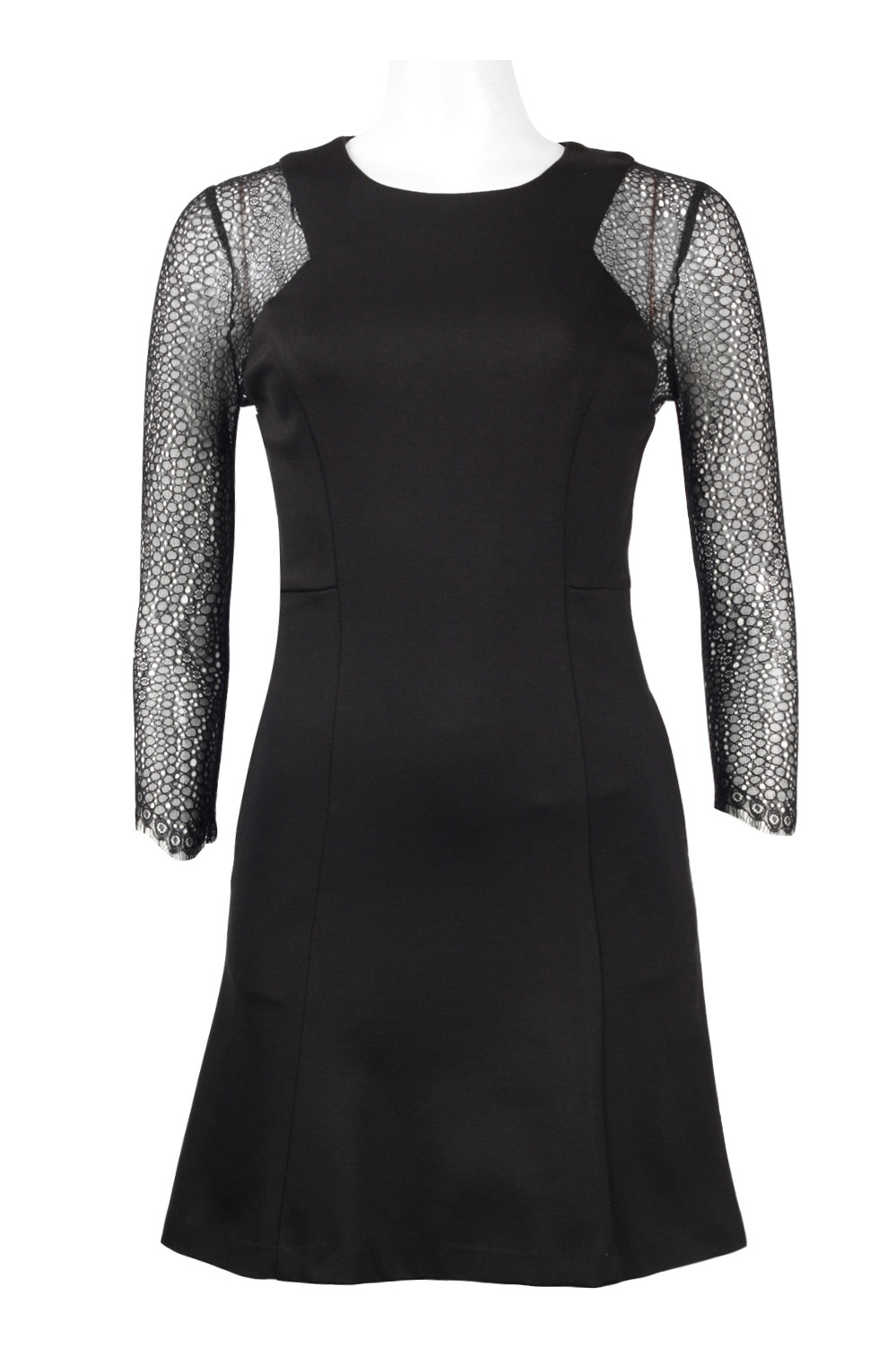 Cynthia Rowley Crew Neck Illusion Long Sleeve Zipper Back Rayon Lace Dress