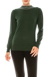 Aaeda Princess Shoulder Long Sleeve Mock Neck Sweater