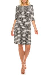 Kalijati Black White Printed Crepe Jersey Sheath Dress