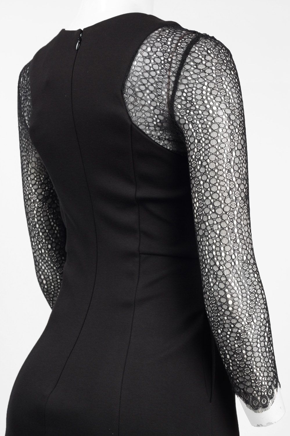 Cynthia Rowley Crew Neck Illusion Long Sleeve Zipper Back Rayon Lace Dress