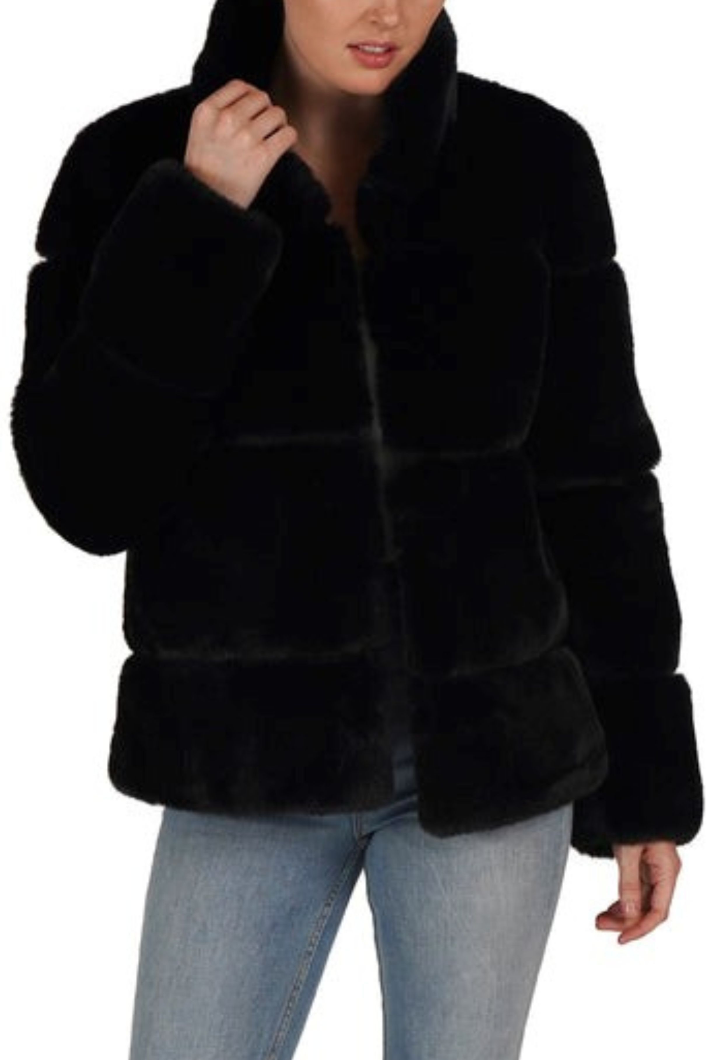 Ladies Faux Fur Jacket Quilted Coat Love Token
