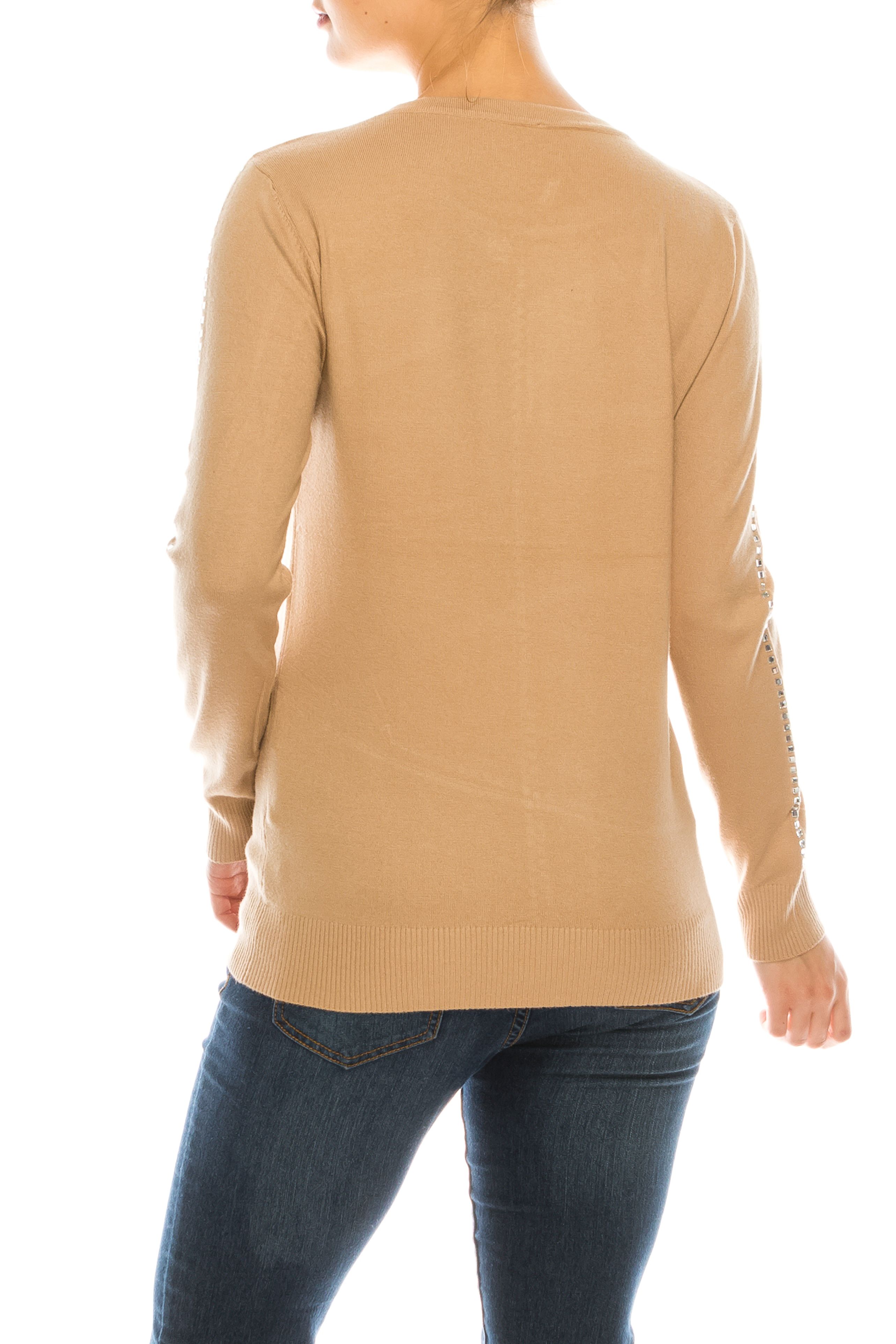Vila Milano Sweater with Square Flat-Back Rhinestones